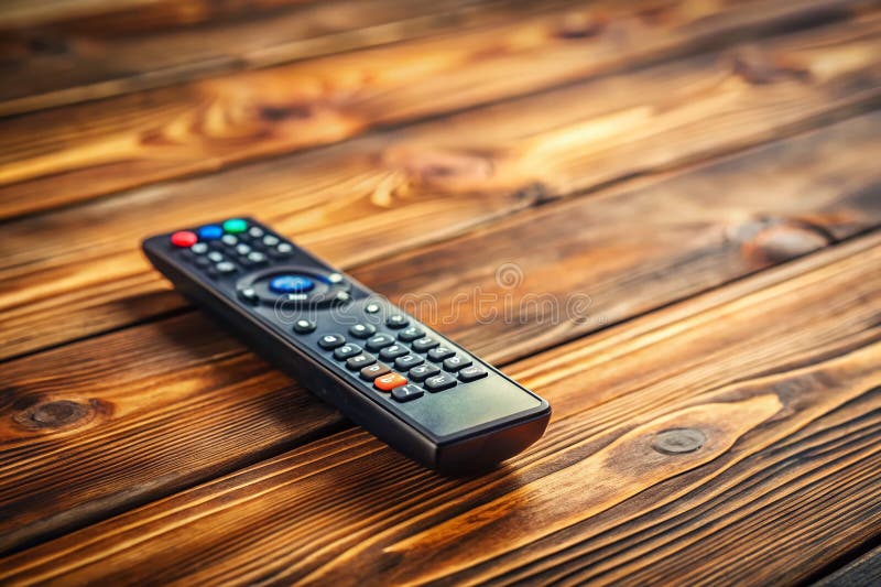 Modern Wireless Remote Control on Rustic Wooden Tabletop a Seamless ...