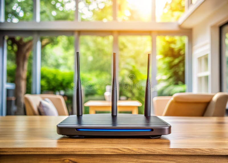 Modern Wireless Router Setup in a Cozy Home Interior View of a Home ...