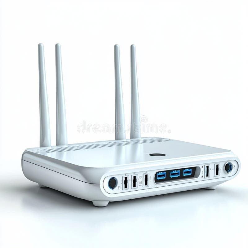 Modern Wireless Router Technology Network Device Wifi Grey Fast Data ...