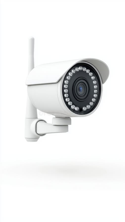 Modern Wireless Security Camera with White Housing and Lens Stock ...