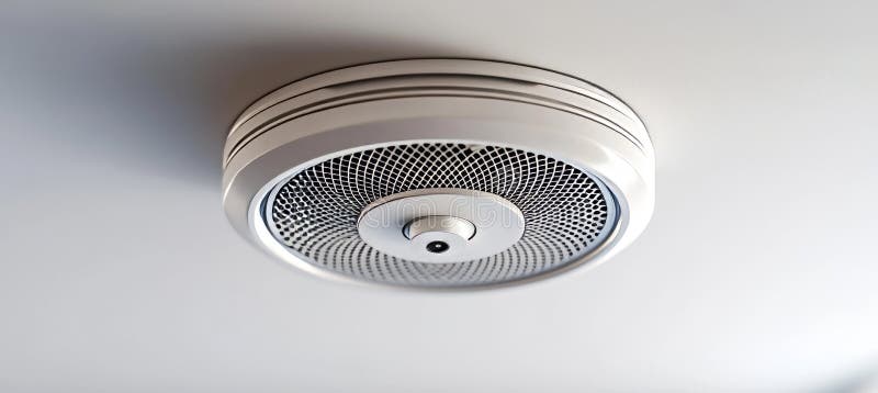 Modern Wireless Smoke Detector on Ceiling with Natural Daylight ...