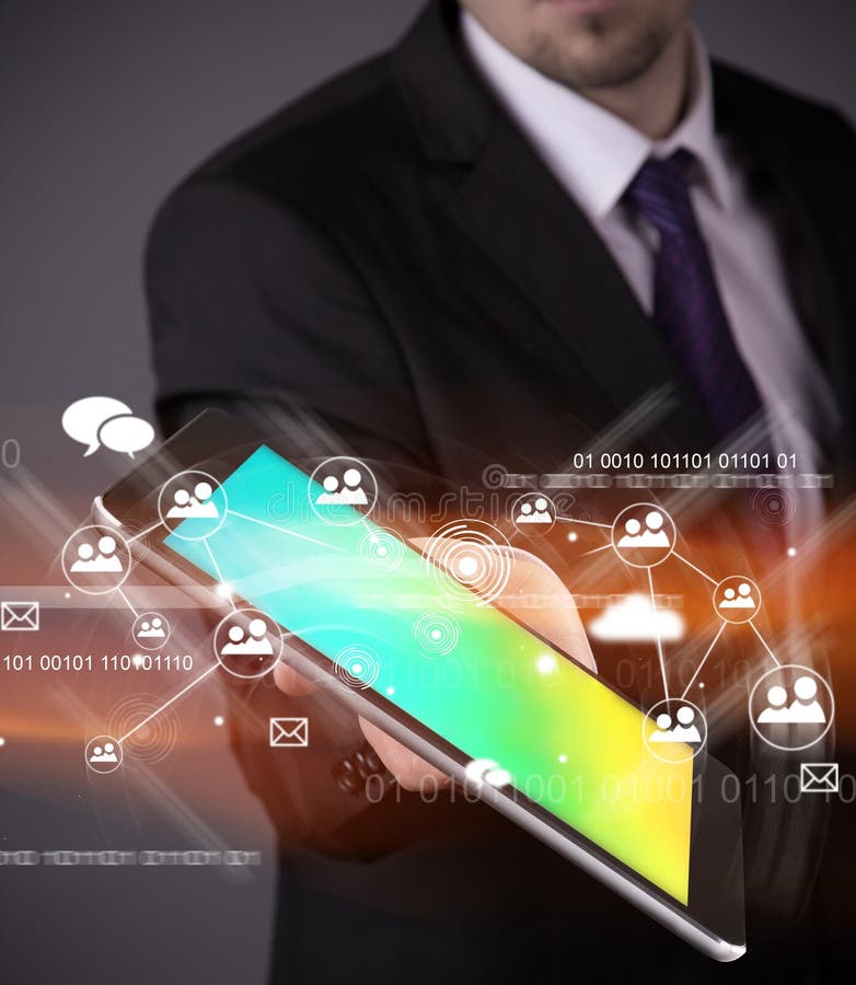 Modern Wireless Technology and Social Media Stock Image - Image of icon ...