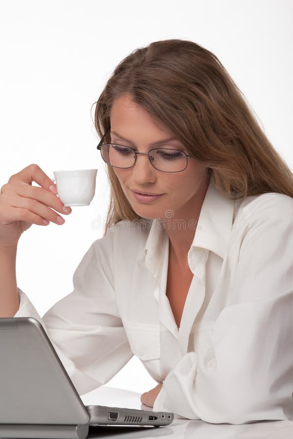 The modern woman stock image. Image of blouse, computer - 10258325