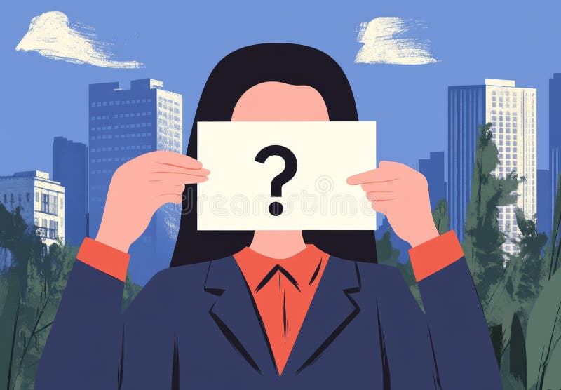 A Modern Woman with a Question Mark, an Unknown Faceless User Stock ...