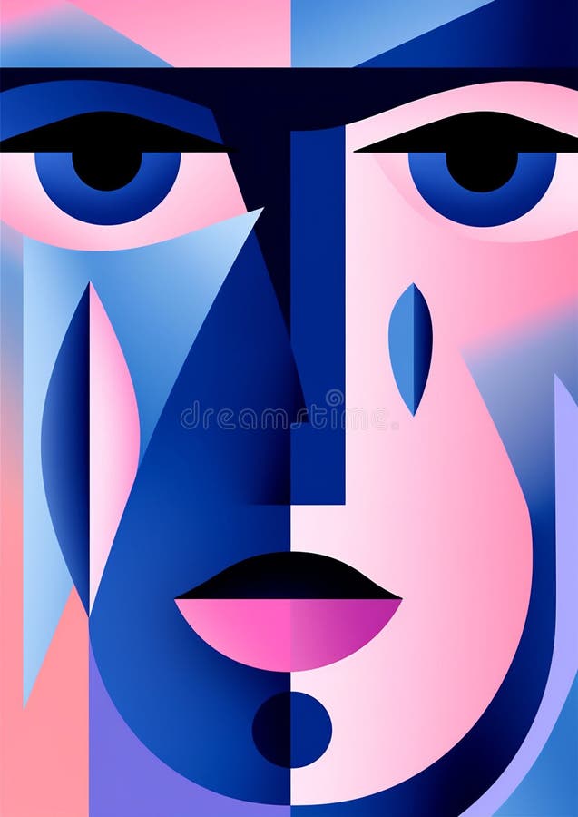 Modern Woman Style Poster Graphic Cubism Cubist Portrait Fashion Face