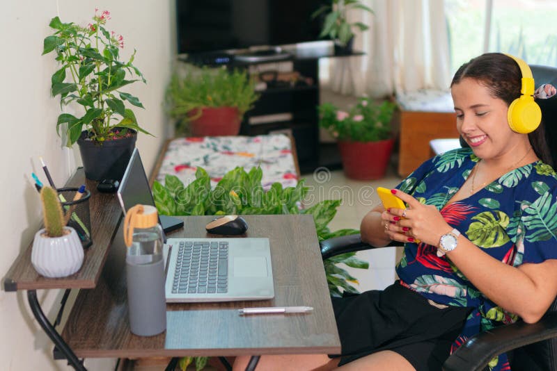 Modern Woman Working from Home Stock Photo - Image of happy, business ...