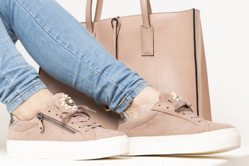 Modern Women& X27;s Shoes in Spring Colors Stock Photo - Image of shoes ...