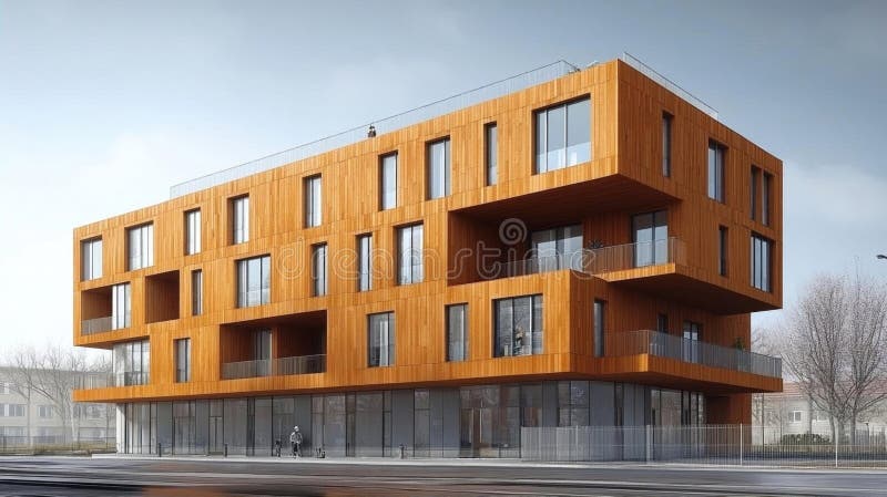 Modern Wood Apartment Building Exterior in Urban Setting Stock Photo ...