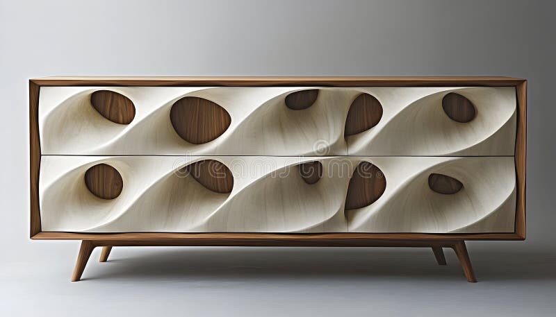 Sculptural Wooden Cabinet stock illustration. Illustration of interiors ...