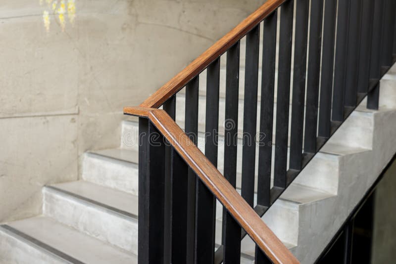 Modern Wood Handrail in the Building - Design/interior Stock Image ...