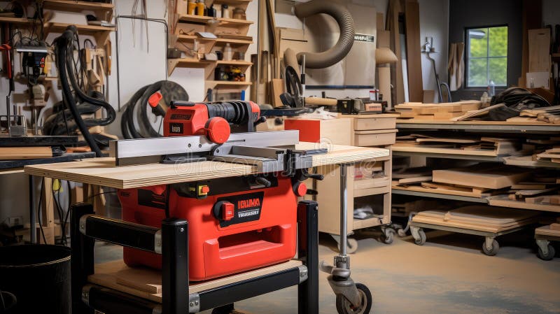 Modern wood planer stock illustration. Illustration of workbench ...