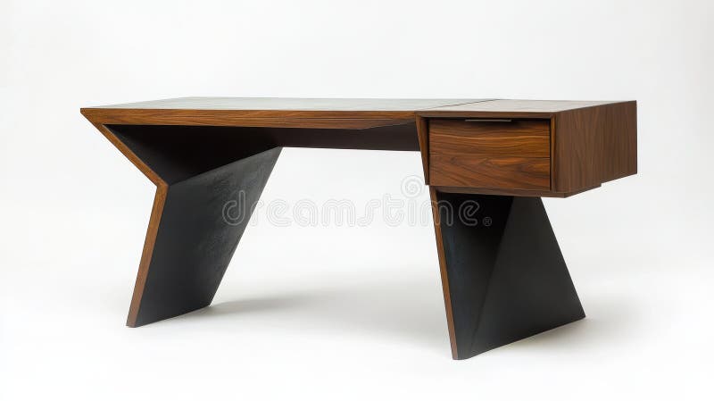 Modern Wooden Desk with Innovative Angular Design and Single Drawer ...