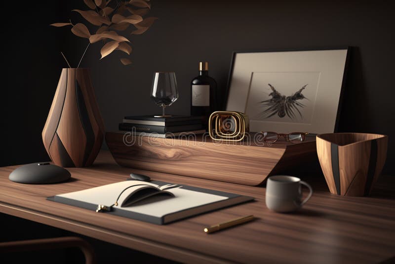 Modern Study Desk Background, Generative Ai Stock Illustration ...