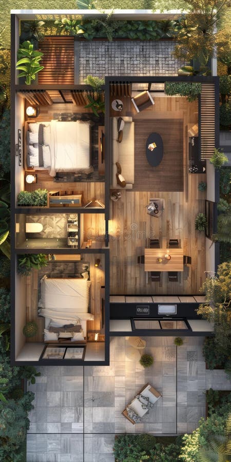 Top View Floor Plan of a Modern House with Minimalist Design Generated ...