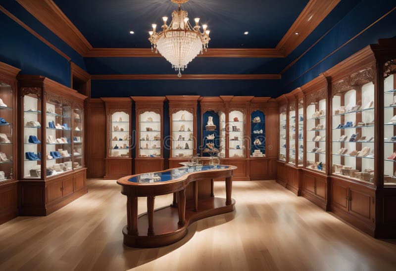 Modern Wooden Interior Design of a Luxury Store Stock Illustration ...