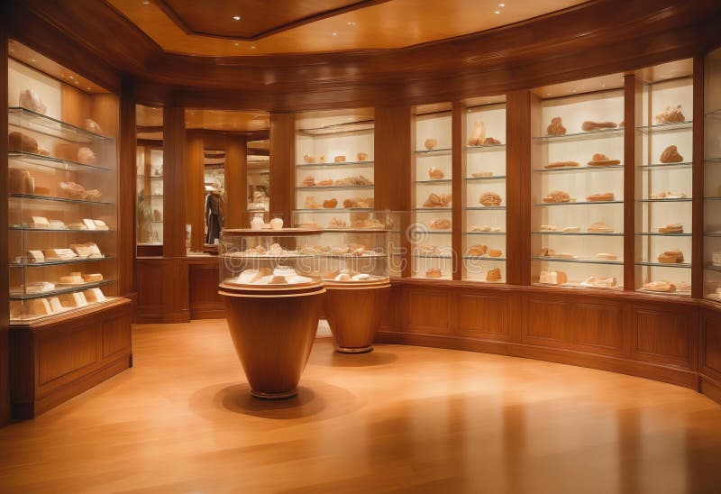 Modern Wooden Interior Design of a Luxury Store Stock Illustration ...