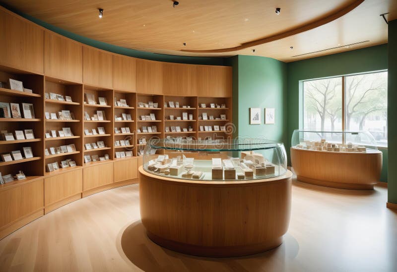 Modern Wooden Interior Design of a Luxury Store Stock Illustration ...