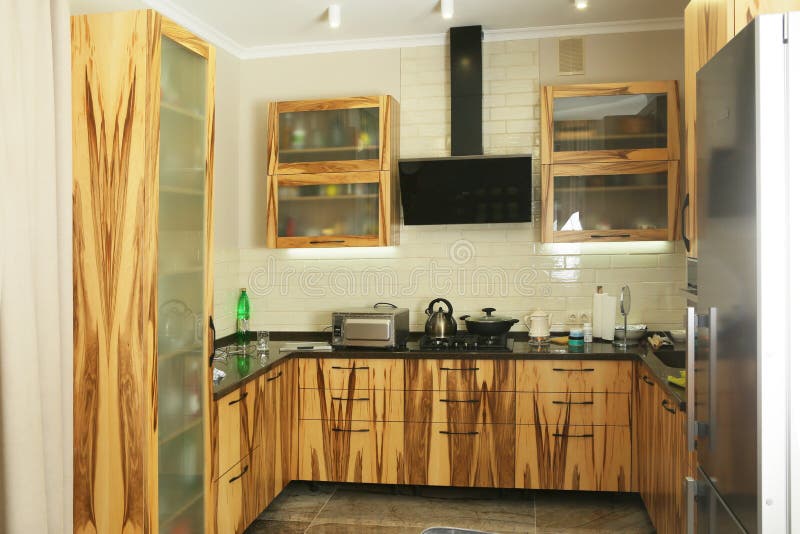 Modern Kitchen Interior Close Up Photo Stock Photo - Image of clean ...