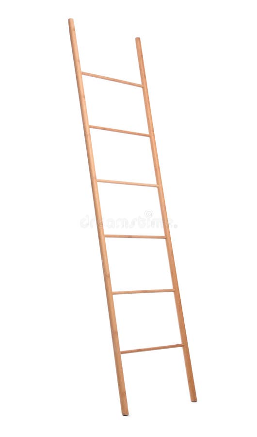Modern Wooden Ladder Isolated. Construction Tool Stock Photo - Image of ...