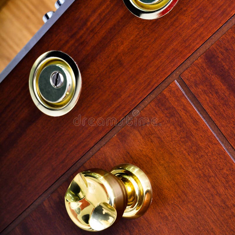 Modern Wooden Looking Steel Door, Security Lock System Stock Image ...