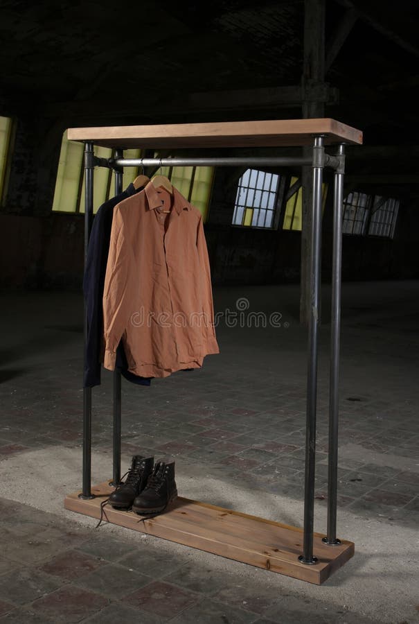 Modern Wooden Rack in the Loft Interior Stock Image - Image of interior ...