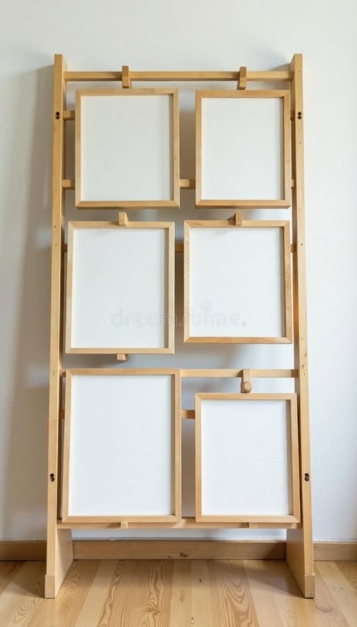 Modern Wooden Rack with Several Empty Frames, Neutral Backdrop ...