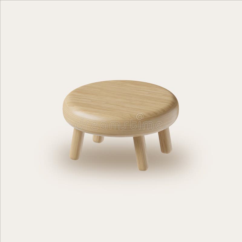 Bedroom Accessory Modern Wooden Round Stool Minimal 3D Render ...