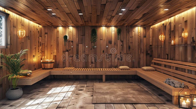 Modern Wooden Sauna Interior Design Stock Illustrations – 1,160 Modern ...