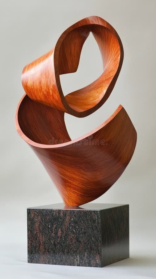 Modern Wooden Sculpture with Twisting Circular Forms Stock Photo ...