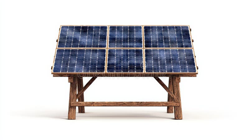A Modern Wooden Solar Panel on a White Background Showcasing Renewable ...