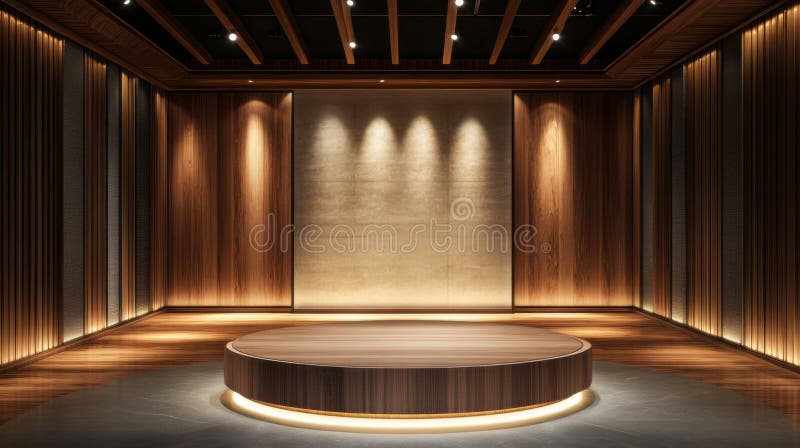 Modern Wooden Stage Warm Lighting Minimalist Setting Performances ...