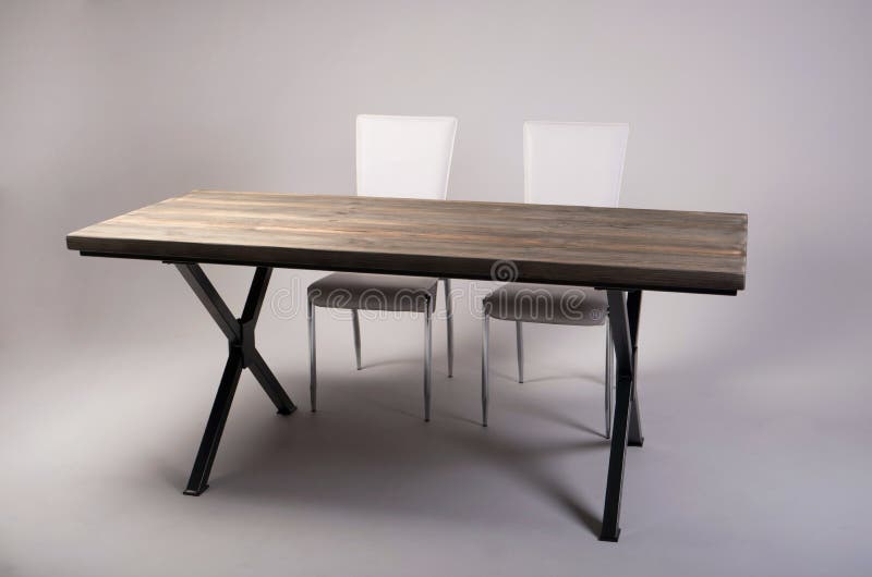 Modern Wooden Table Studio Shot on White Background Stock Photo - Image ...