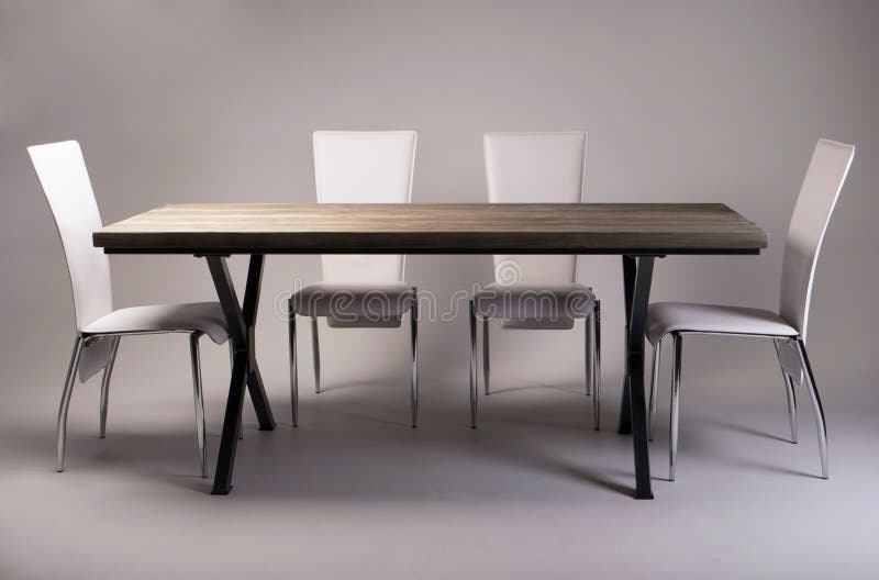Modern Wooden Table Studio Shot on White Background Stock Photo - Image ...