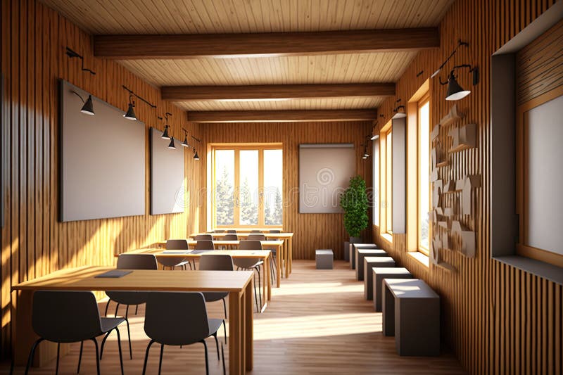 Modern Wooden Teaching Lesson Class or Conference Room Stock ...