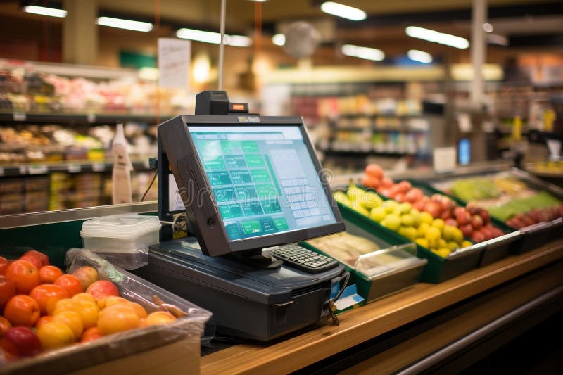 Modern Woolworths Self-Checkout with POS Machine. AI Stock Illustration ...