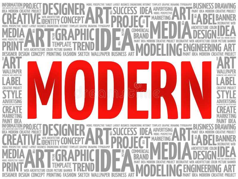 MODERN word cloud stock illustration. Illustration of artwork - 206141739