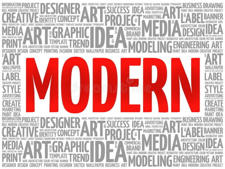 MODERN word cloud stock illustration. Illustration of artwork - 206141739