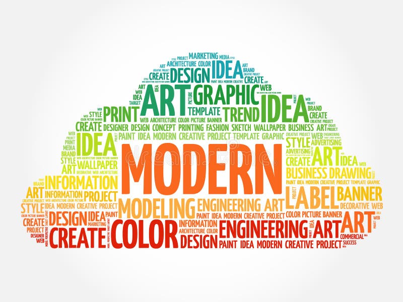 MODERN word cloud stock illustration. Illustration of graphic - 205379571