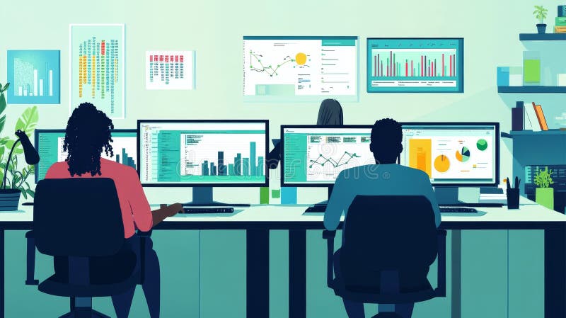 Modern Work Environment with Data Analysis and Reporting Stock Image ...