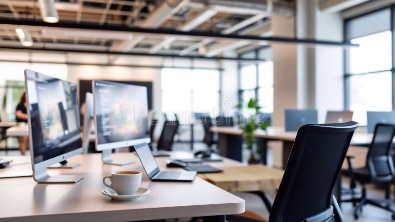 Modern Work Environment with Technological Equipment and a Cup of ...