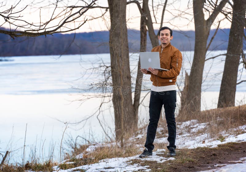 Modern Work, Natural Setting: a Professional in Nature Stock Photo ...