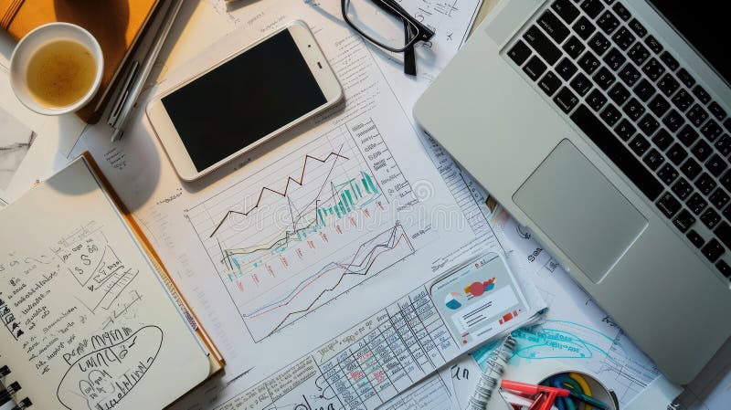 A Modern Work Space Desk with a Laptop, Working Desk with Accessory ...