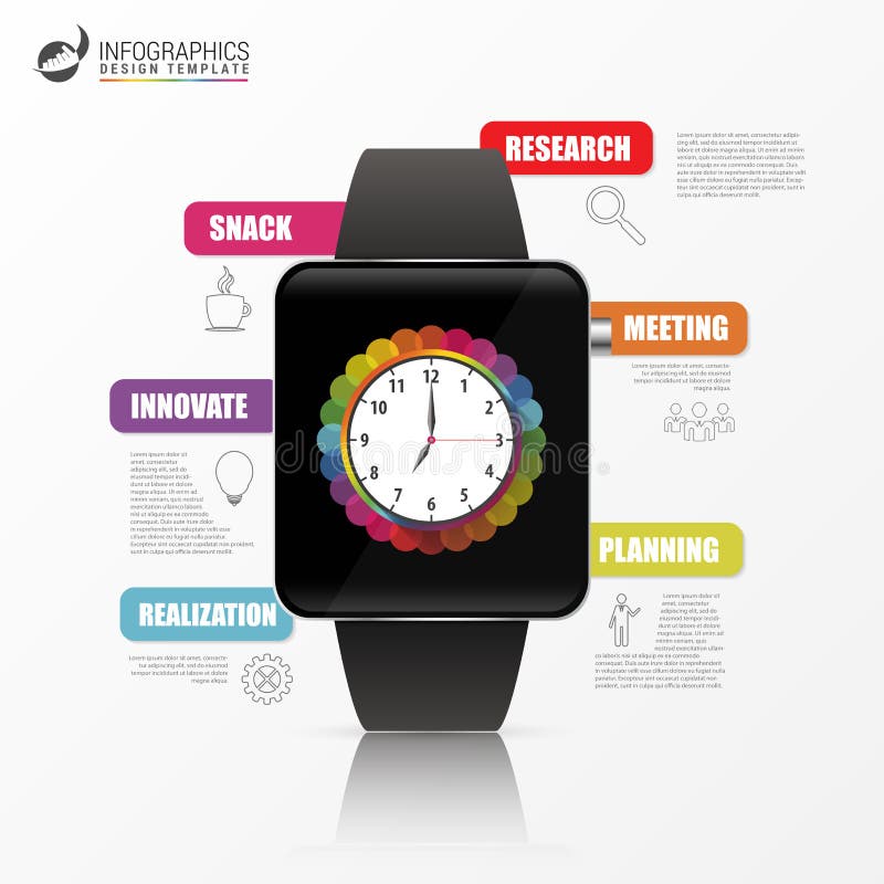Modern Work Time Management Planning Infographics. Vector Stock Vector ...