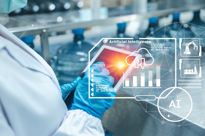 Modern Worker Using Computer Tablet AI Application Software on Handheld ...