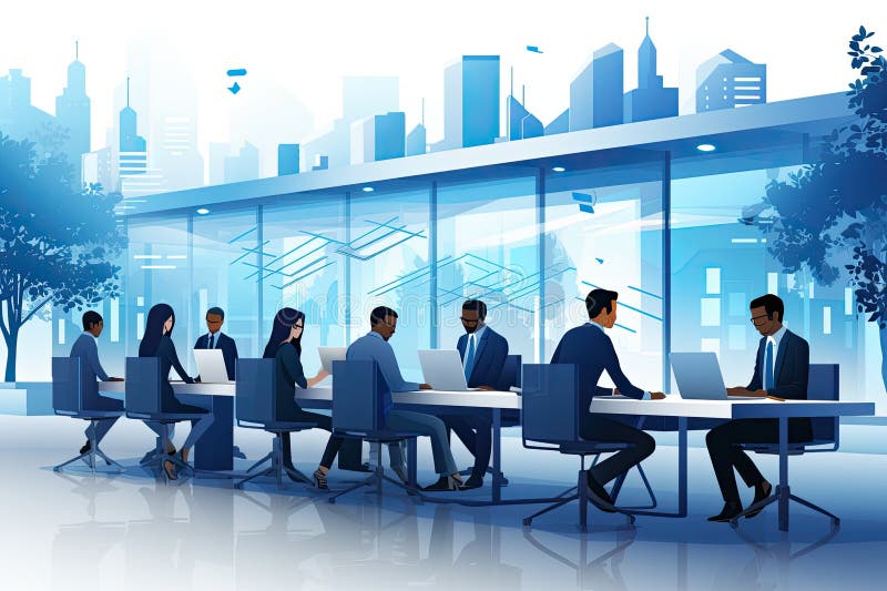 Modern Workflow Business People in a Meeting with Laptops and Documents ...