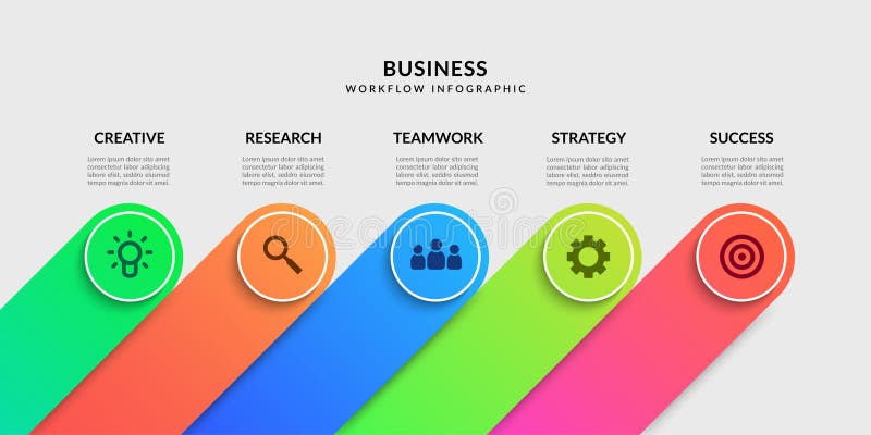 Modern Workflow Infographic Template, Business Process Graphic with ...