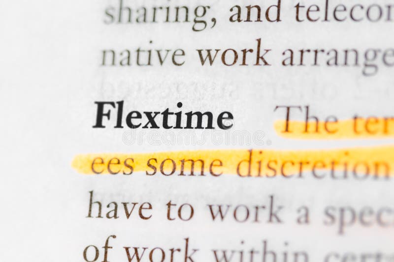 Modern Workforce Benefit Term, Flextime Focused in Closeup of ...