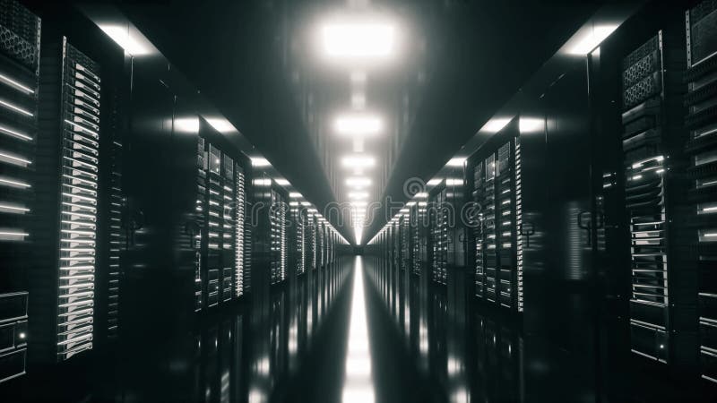 Modern Working Server Room with Rack Servers. Cloud Computing in ...