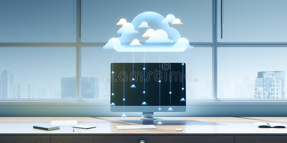 Modern Workplace with Computer, Other Objects and Creative Cloud ...