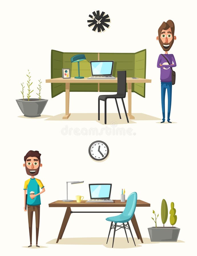Modern Workplace. Creative Character. Office Work Stock Vector ...